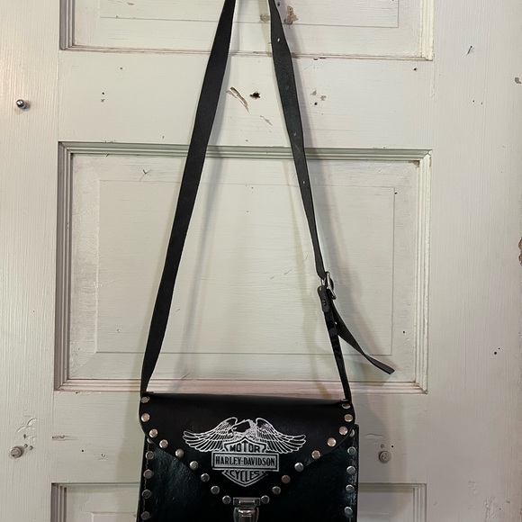 Harley-Davidson | Bags | Harleydavidson Black Leather Crossbody Bag ...